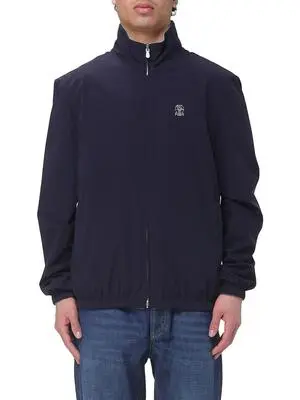 Brunello Cucinelli Zip-up Jacket With Stand Collar - Navy