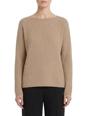 ALLUDE Allude Cashmere Crew-Neck Pullover Beige