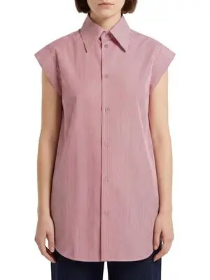 ARMARIUM Sleeveless Striped Cotton Shirt - Red