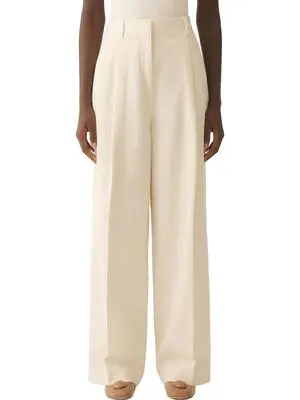 Fabiana Filippi Fabiana Filippi Virgin Wool Blend Wide-Leg Trousers Butter