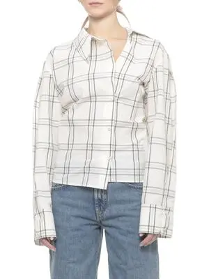 Attico The Attico Cotton Check Shirt Ivory