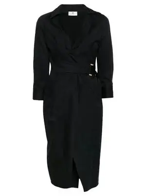 Elisabetta Franchi Overlap Buckle Dress - Black