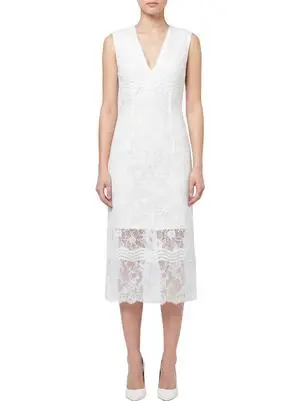 Pinko Lace Midi Dress - White