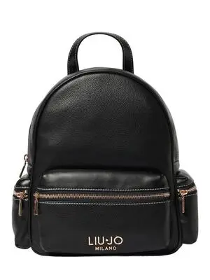 Liu Jo Faux Leather Backpack With Top Handle And Adjustable Straps - Black