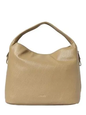 Liu Jo Leather Hobo Bag With Perforated Logo Detail - Mud