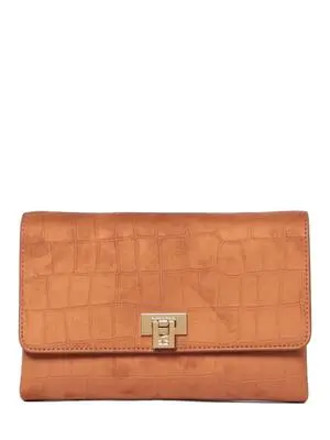 Elisabetta Franchi Suede Crocodile Print Bag - Leather