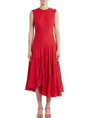 Tory Burch Sleeveless Tiered Midi Dress - Red
