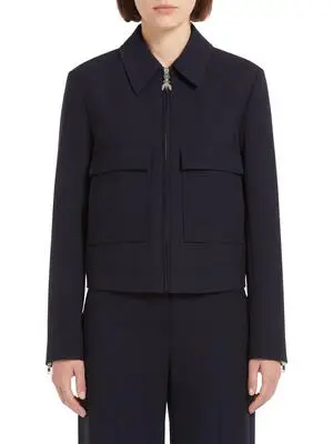Patrizia Pepe Cropped Zip-up Jacket With Embellished Detail - Black