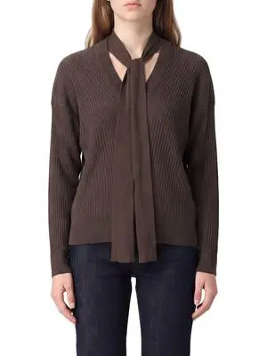 Liu Jo Viscose Blend Pullover With Pussybow Collar - Olive