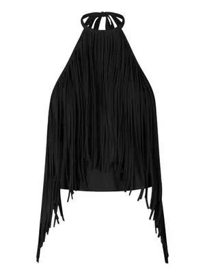 Pinko Fringed Halter Top - Black