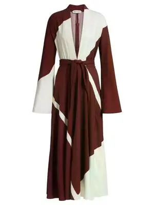 Alberta Ferretti V-neck Maxi Dress - Brown