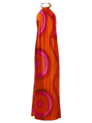 Silvia Tcherassi Jesse Halterneck Maxi Dress - Orange