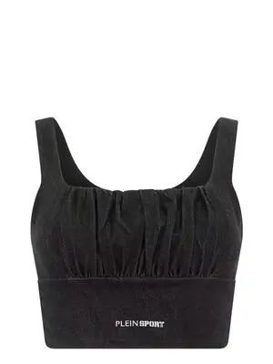 PLEIN SPORT Logo-print Cropped Top - Black