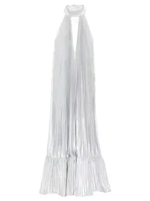 L'IDEE Pleated Halter Gown - Silver | Editorialist