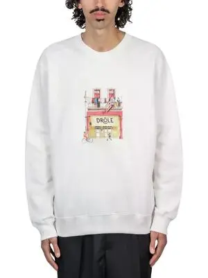 Drole De Monsieur Graphic Print Sweatshirt Neutrals