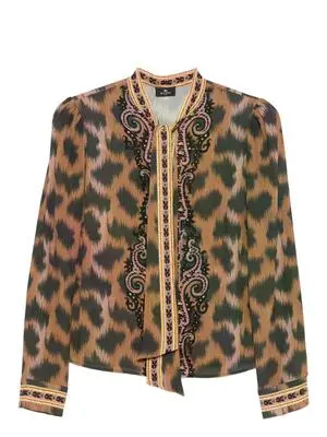 Etro Animal-pattern Blouse - Neutrals
