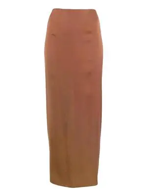 NOUVELLE SILK95FIVE Pencil Midi Skirt Brown