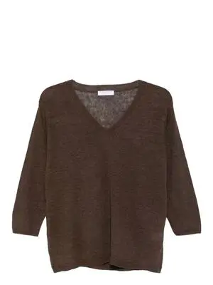 Majestic Filatures V-Neck T-Shirt Brown