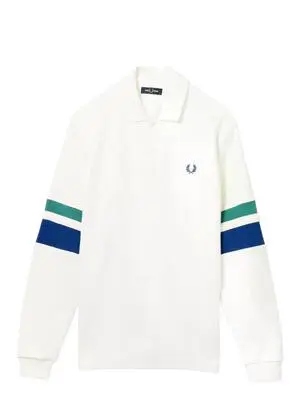 Fred Perry Logo-embroidered Long-sleeve Polo Shirt - Neutrals