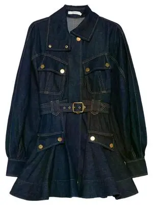 Zimmermann Luna Denim Belted Dress - Blue