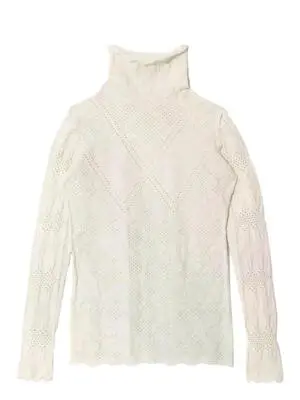 Beautiful People Lace Turtleneck Top - Neutrals
