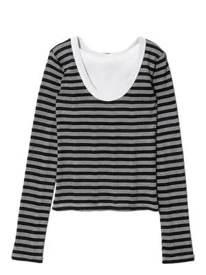 Beautiful People Miller Striped Double-front T-shirt - Black