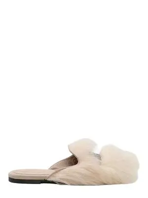 Dolce & Gabbana Round-Toe Texture Mules Neutrals