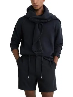 REISS Textured Drawstring Shorts - Navy