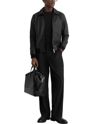 REISS Leather Zip-up Jacket - Black