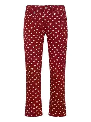 R13 Heart-print Cropped Trousers - Red