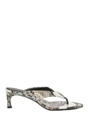 ROTATE BY BIRGER CHRISTENSEN Snake-print Leather Mules - Grey