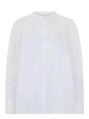120% Lino Band-collar Shirt - White