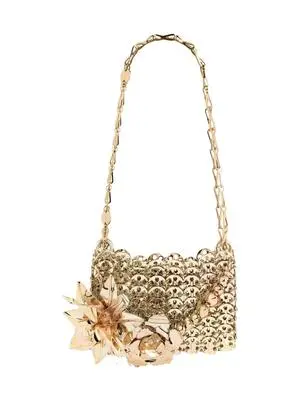 Rabanne Nano 1969 Flower-appliqué Shoulder Bag Gold