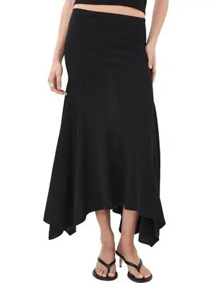 Co Pleated Flare Hem Knit Skirt - Black