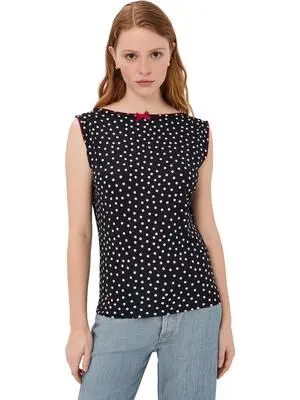 CARO EDITIONS Alexa Polka-dot Top - Red Velvet Bow