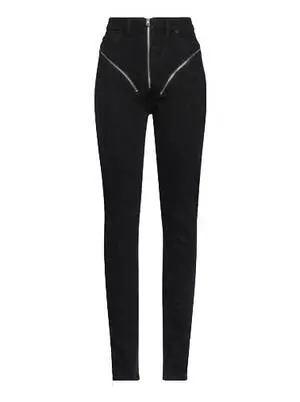MUGLER Skinny Fit Jeans With Leather Trim - Black