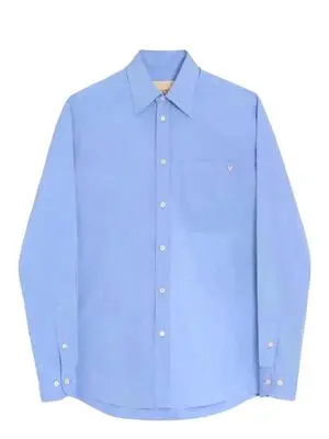 Valentino Garavani Oxford Cotton Shirt With Vgold - Blue