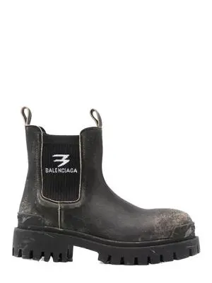 Balenciaga Leather Chelsea Ankle Boots - Black