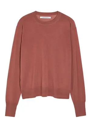 Another Tomorrow Fine-knit Crewneck T-shirt - Red