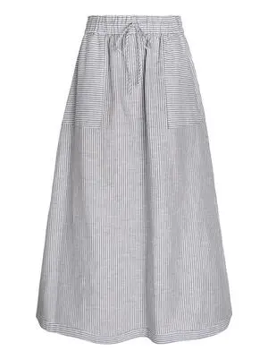 Max Mara Striped Linen-blend Midi Skirt - Blue