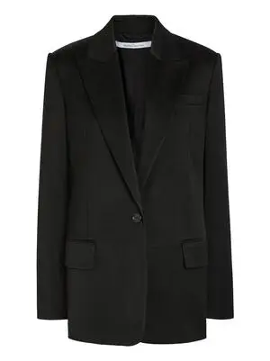 Another Tomorrow Oversized Twill Blazer - Black