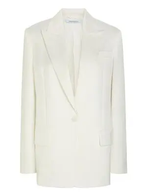 Another Tomorrow Oversized Twill Blazer - White