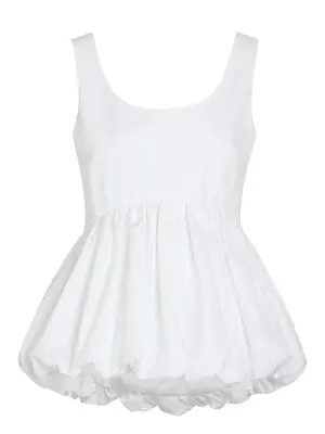 RÓHE Peplum-hem Cotton-poplin Top - White