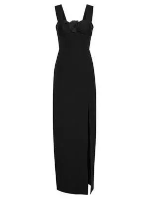 PATRICK MCDOWELL Kathleen Floral-appliquéd Wool-blend Maxi Dress - Black