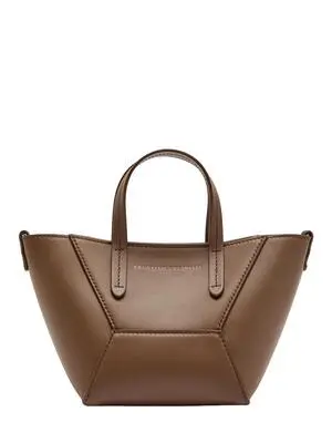 Brunello Cucinelli Leather Mini Tote Bag - Brown