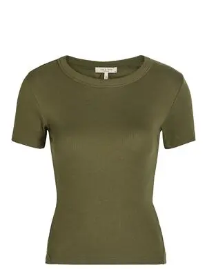 Rag & Bone Ribbed Stretch-cotton T-shirt - Dark Green