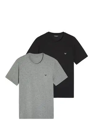 Emporio Armani Logo Crew-neck Stretch-cotton T-shirt - Multicoloured