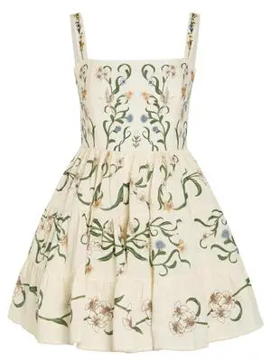 Agua Bendita Lima Floral-print Linen Mini Dress - Multicoloured