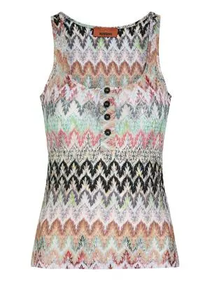 Missoni Patterned Metallic-knit Tank Top - Multicoloured 1