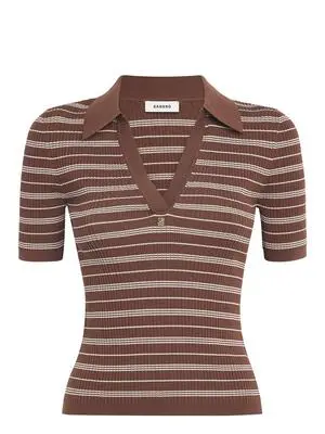 Sandro Striped Polo Shirt - Brown